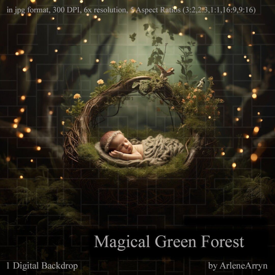Magical Green Forest Digital Backdrops Background Overlays Composites ...