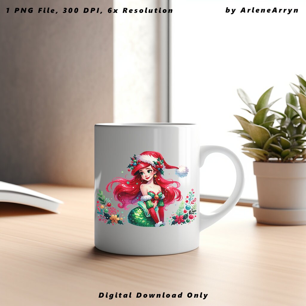 Mermaid Christmas PNG Little Mermaid Christmas Clipart PNG - Etsy
