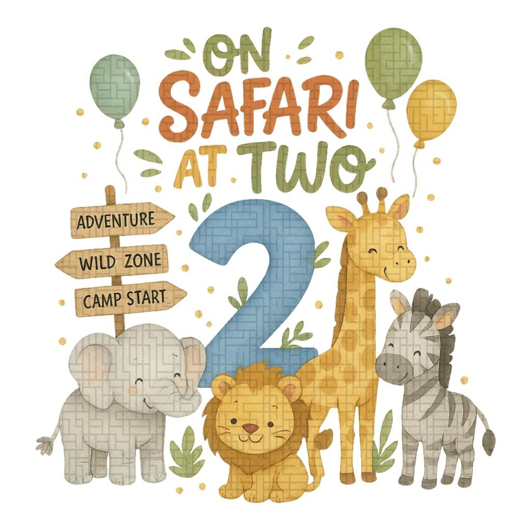 Safari Second Birthday Clipart | 2 Number Two Safari PNG | Safari ...