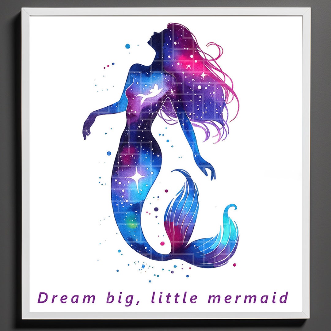 Mermaid Print, Mermaid Wall Art, Mermaid Printable Art, Mermaid Poster ...