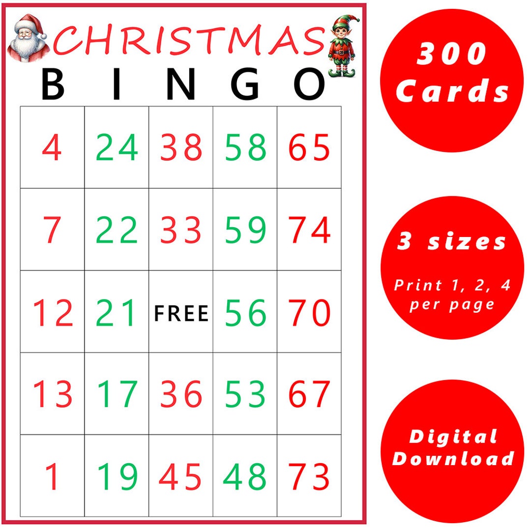 300 Christmas Bingo Game, Christmas Bingo Cards, Christmas Bingo Boards ...