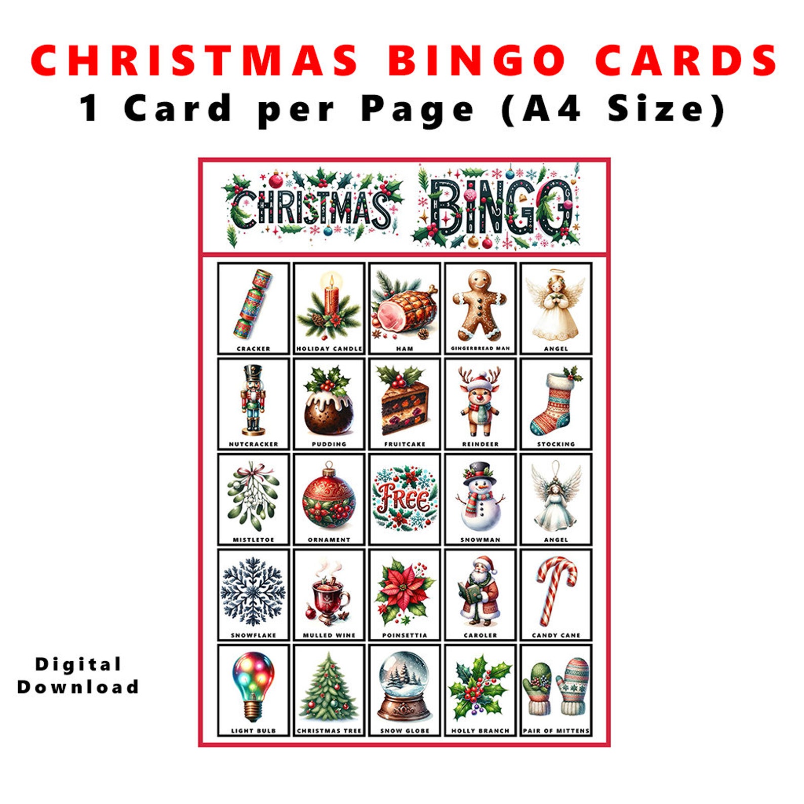100 Christmas Bingo Game, Christmas Bingo Cards, Christmas Bingo Boards ...