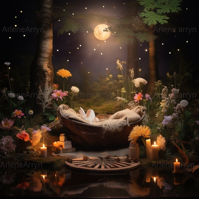 10 Magical Forest Newborn Baby Photoshoot Backdrops - Digital PNG ...