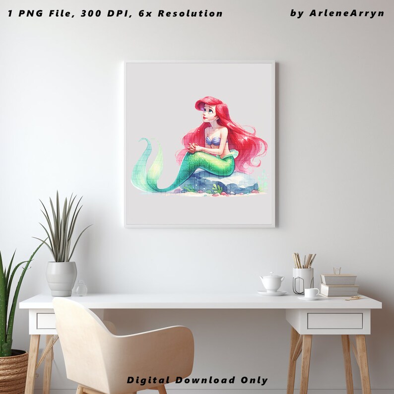 The Little Mermaid Clipart PNG Little Mermaid Print 2023 - Etsy