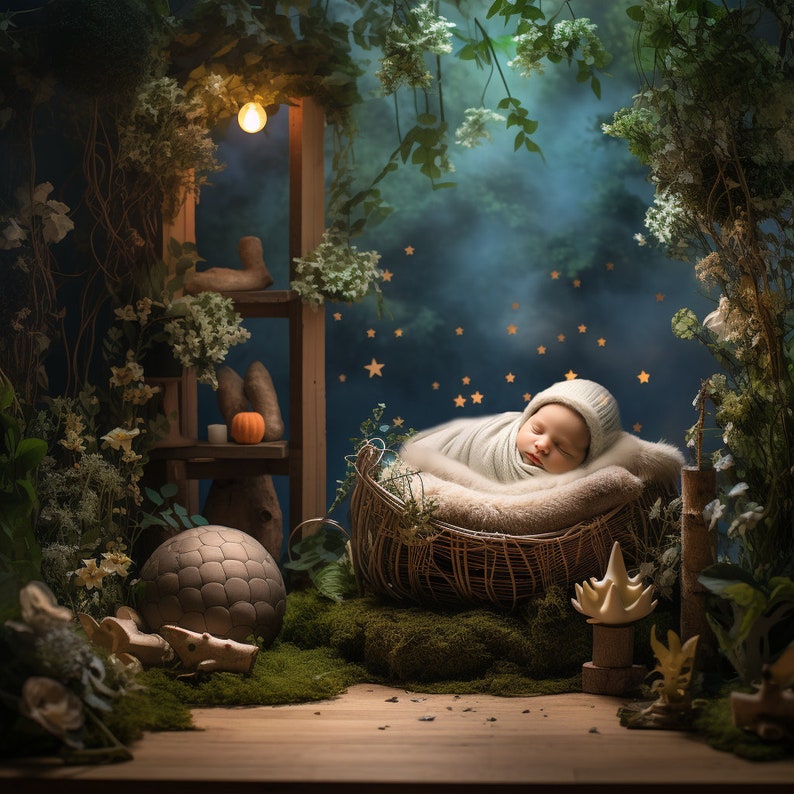 10 Magical Forest Newborn Baby Photoshoot Backdrops Digital PNG ...