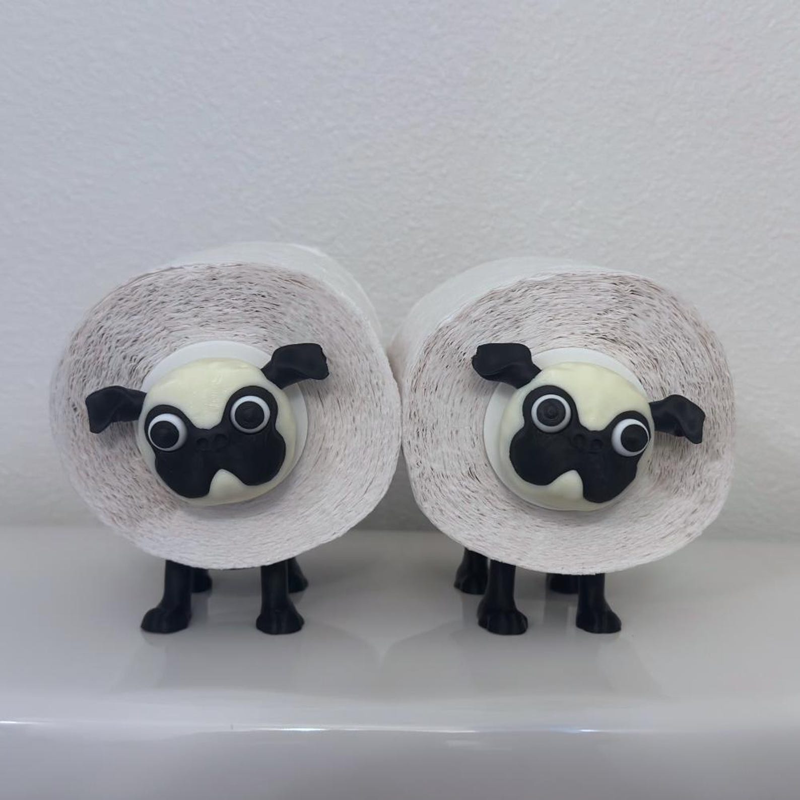 Pug Head Toilet Paper Holder Fun Unique Bathroom Home Decor Holds ...