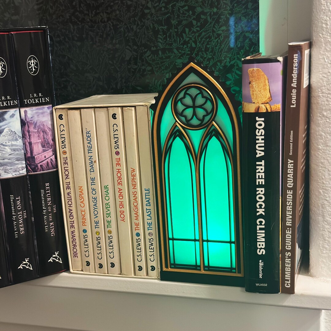 Book Nook Stained Glass | Gothic Style | Customizable | 16 Colors LED ...