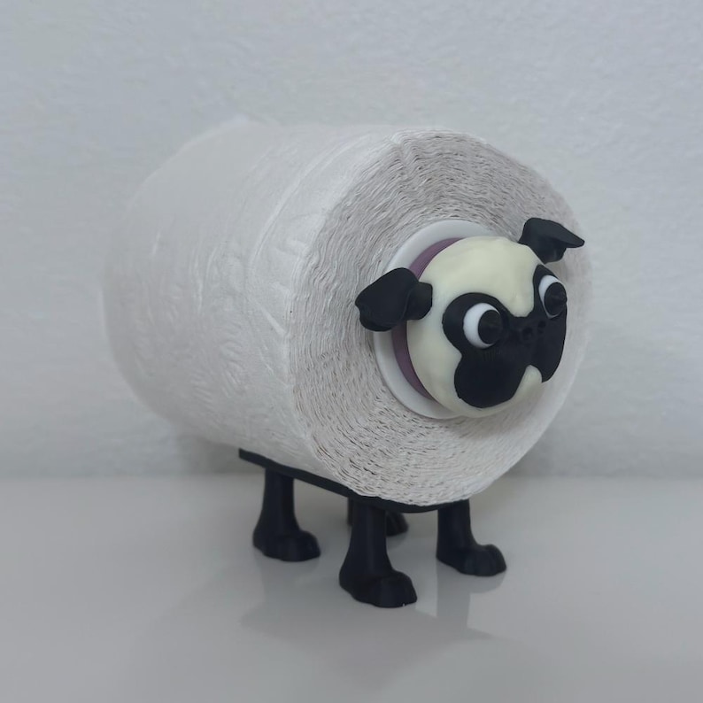 Pug Head Toilet Paper Holder | 3D Printed | Fun & Unique Bathroom Decor ...