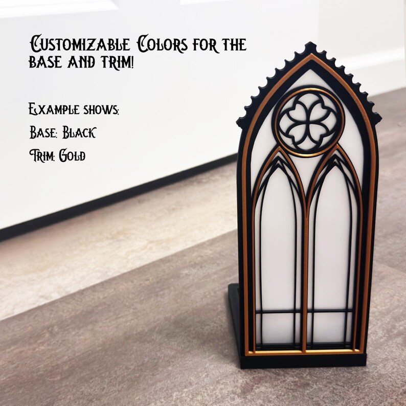 Book Nook Stained Glass | Gothic Style | Customizable | 16 Colors LED ...