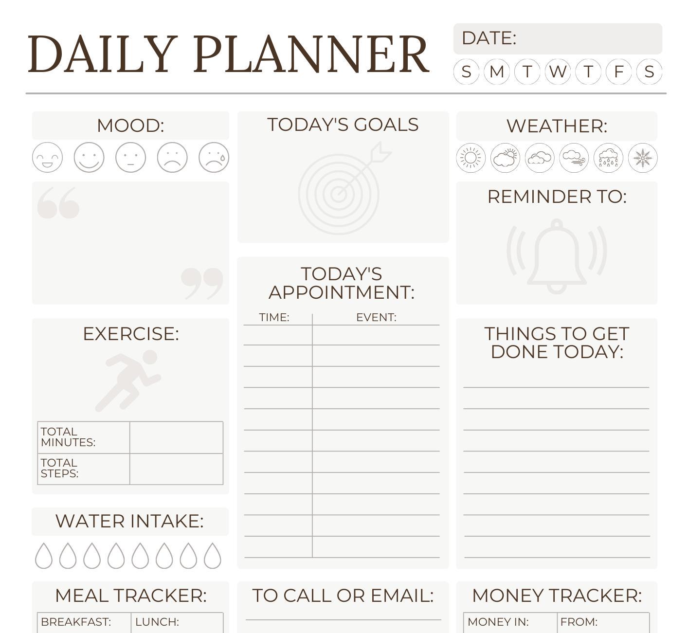 Daily Planner | Printable | Organise Your Day With Ease - Etsy