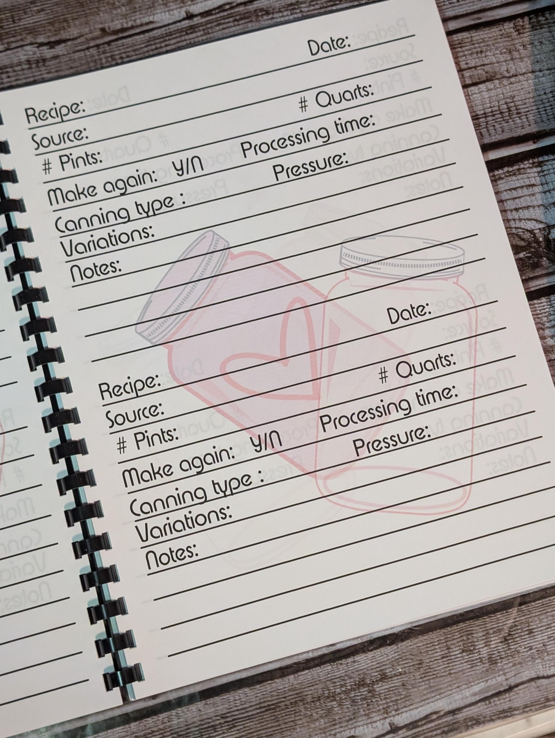 Canning Log Book in Three Options With Spaces to Record Your Favorite ...