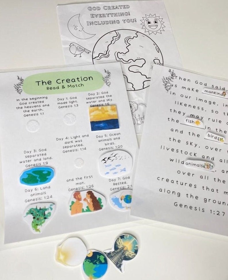 Genesis Bible Activity Bundle, Bible Story Printable, 20 Pages ...