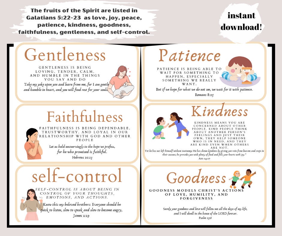 Fruit of the Spirit Flash Cards, Galatians 5 Activity, Bible Activity ...