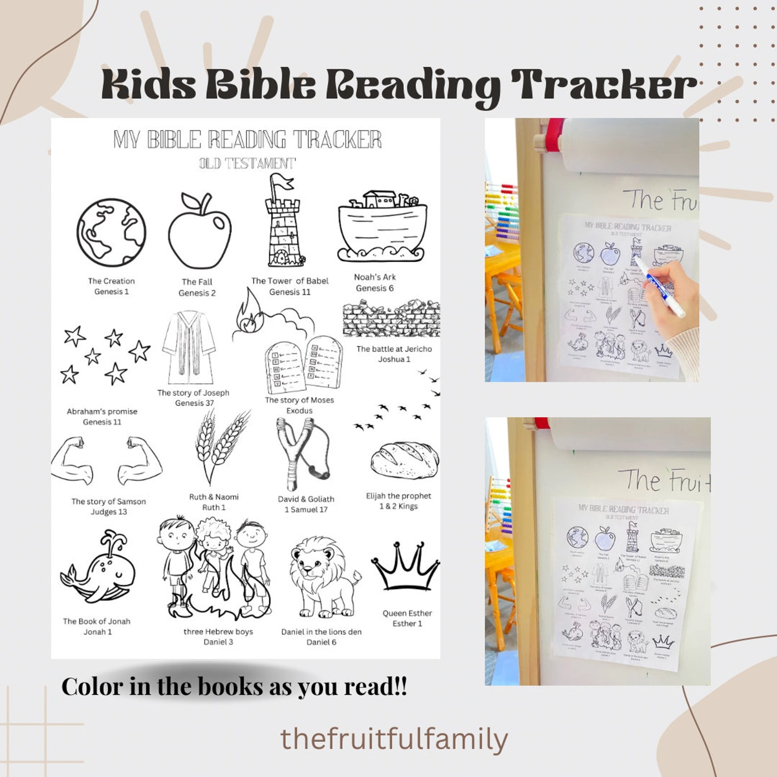 Kids Bible Reading Tracker Printable, Books of the Bible, Old & New ...