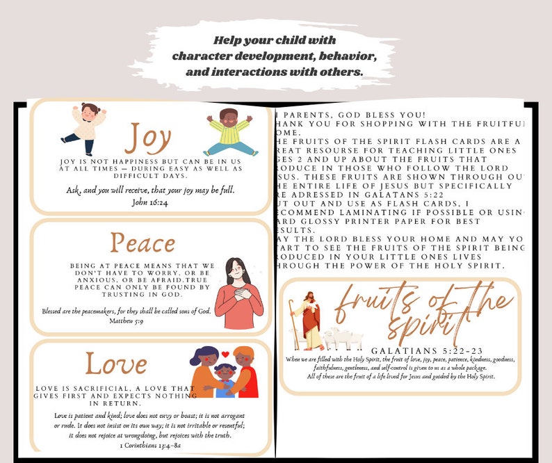 Fruit of the Spirit Flash Cards, Galatians 5 Activity, Bible Activity ...