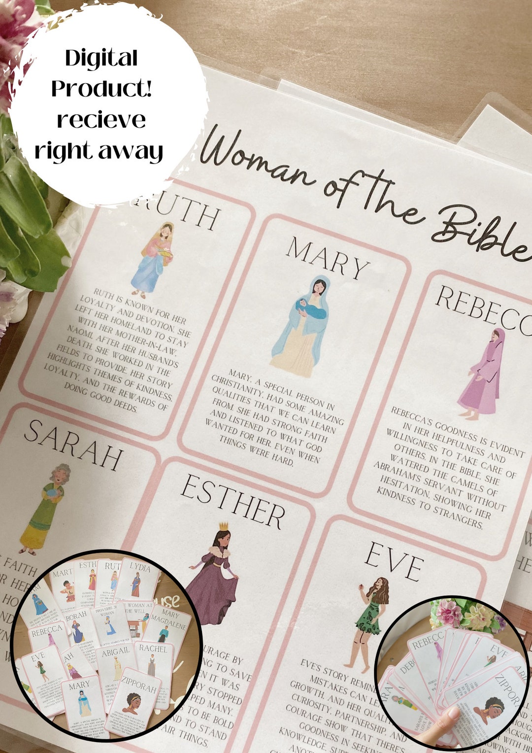 Bible Character Flashcards for Kids, Christian Education Tool ...