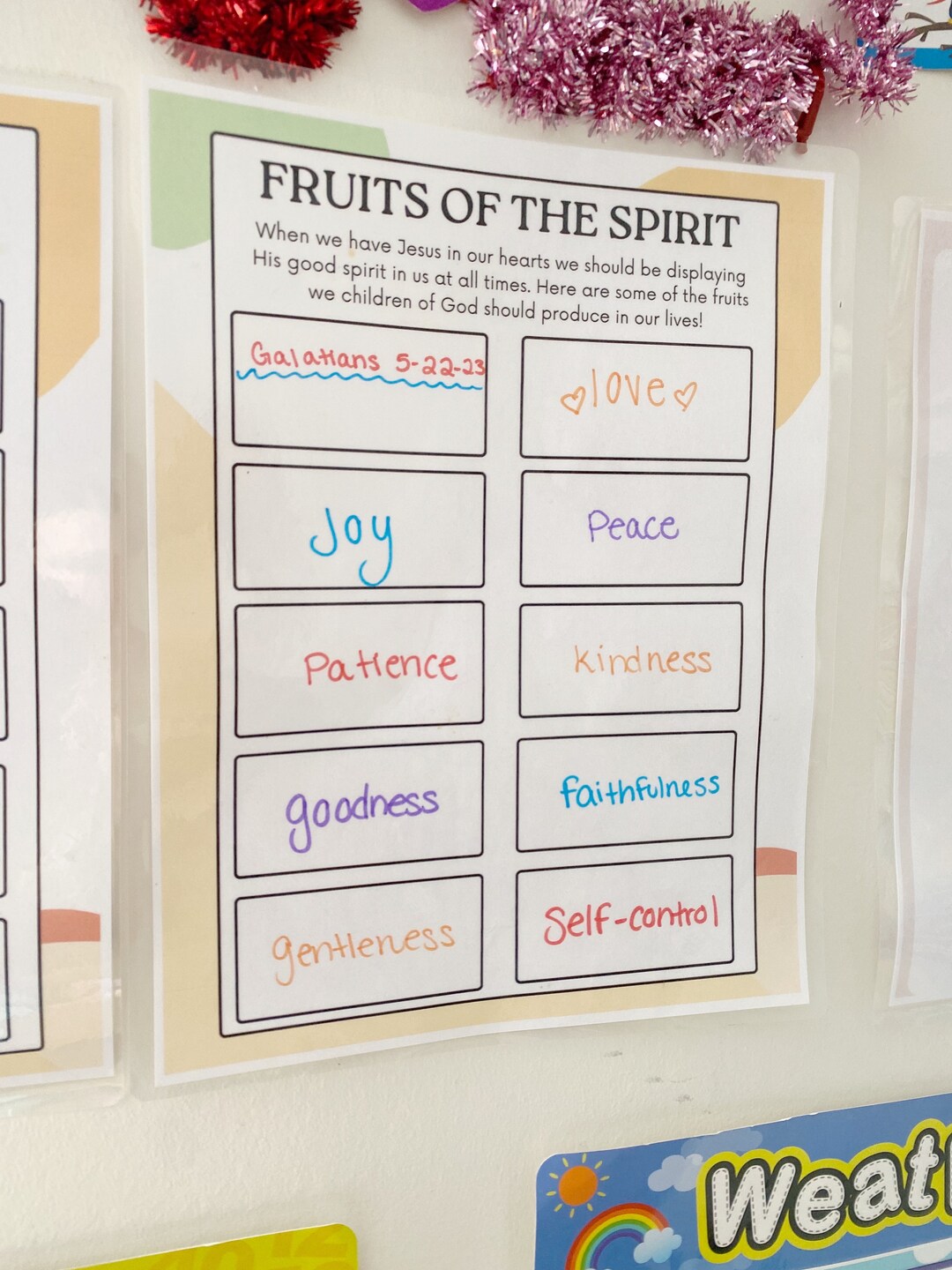 Fruits of the Spirit Printable, Bible Activity for Sunday School Lesson ...