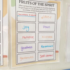 Fruits of the Spirit Printable, Bible Activity for Sunday School Lesson ...