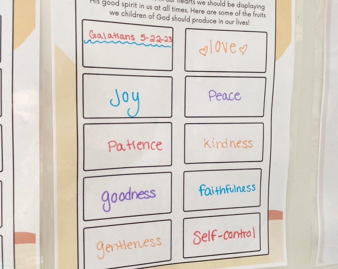 Fruits of the Spirit Printable, Bible Activity for Sunday School Lesson ...
