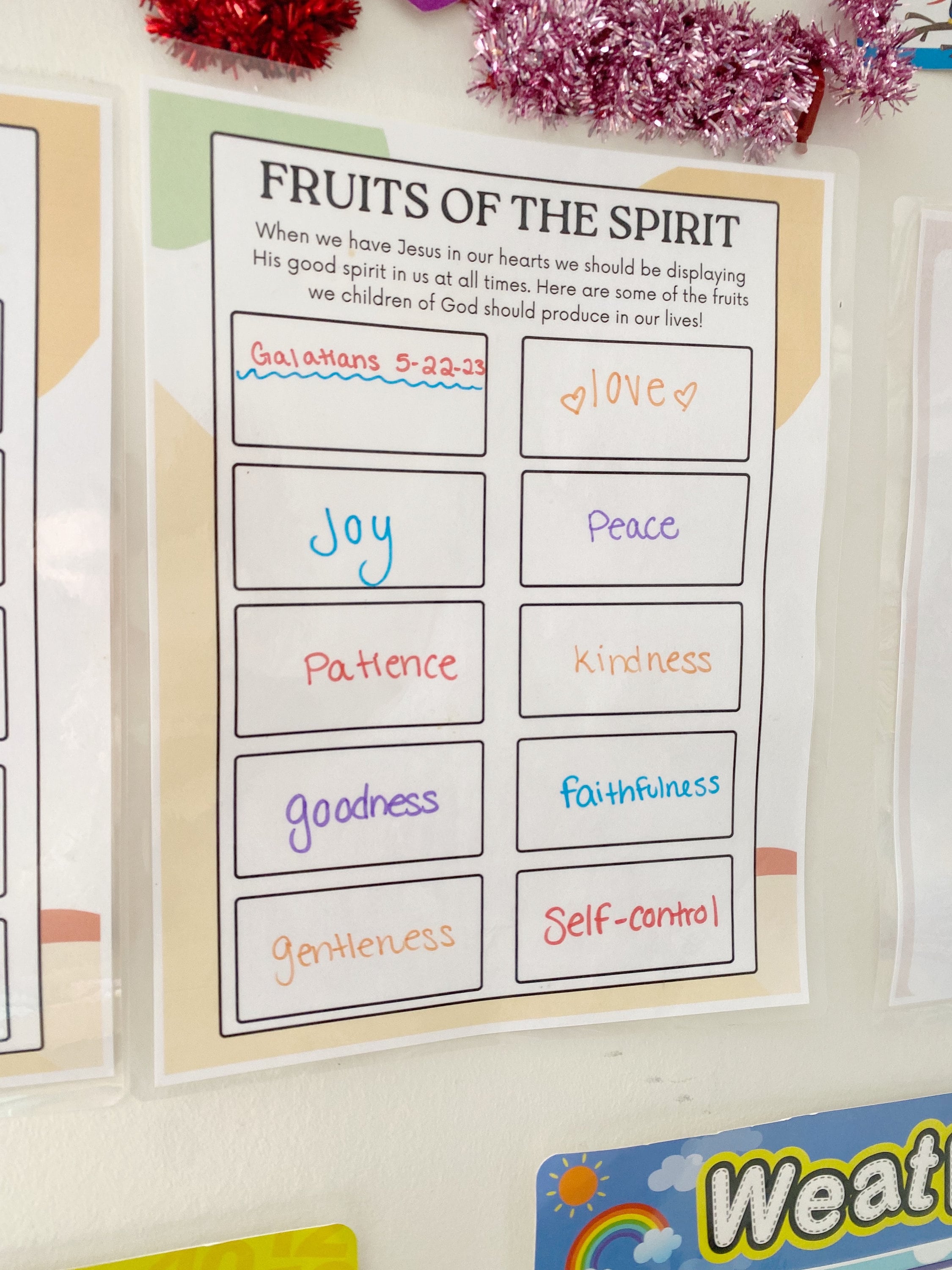 Fruits of the Spirit Printable, Bible Activity for Sunday School Lesson ...