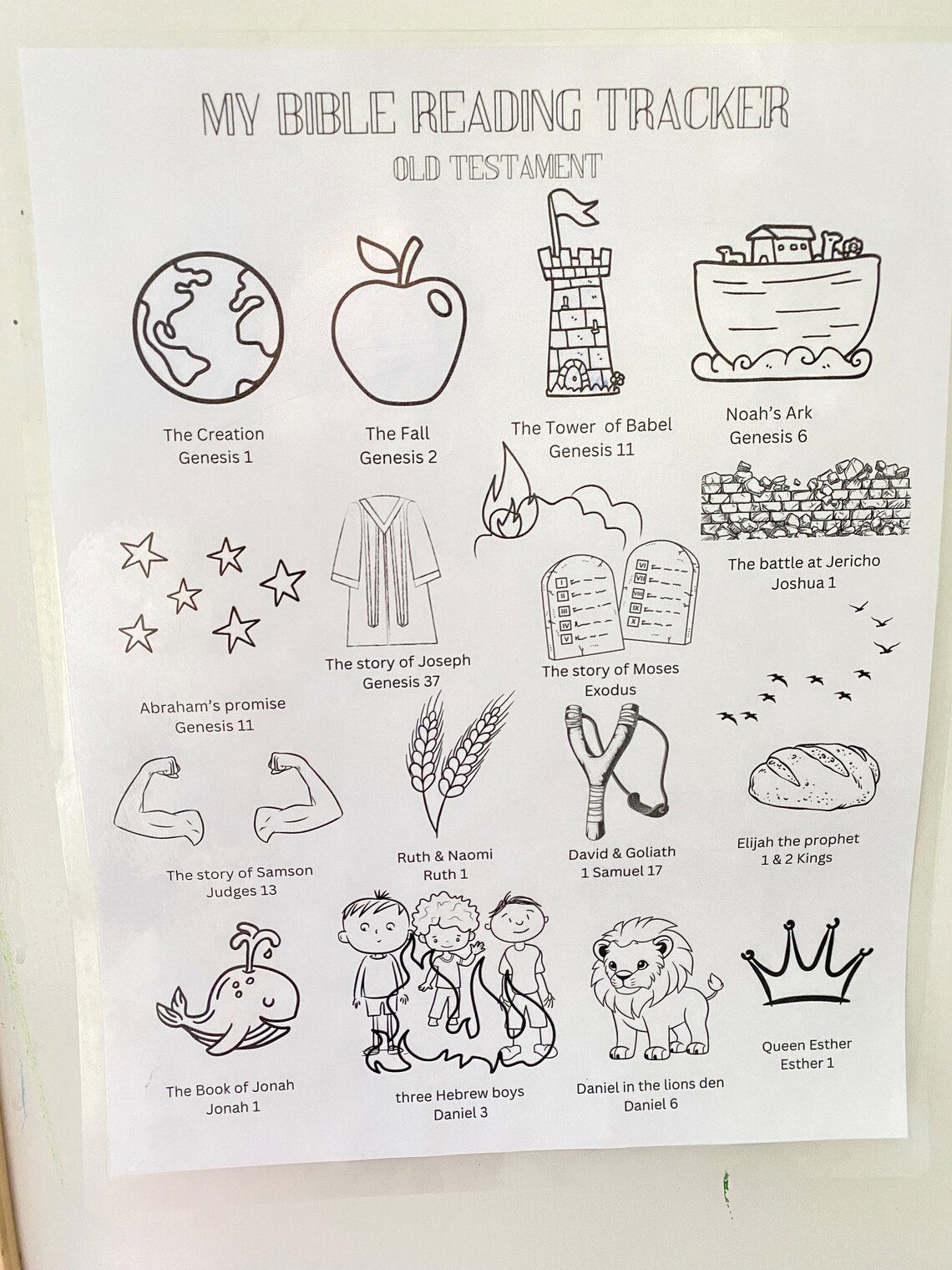 Kids Bible Reading Tracker Printable, Books of the Bible, Old & New ...