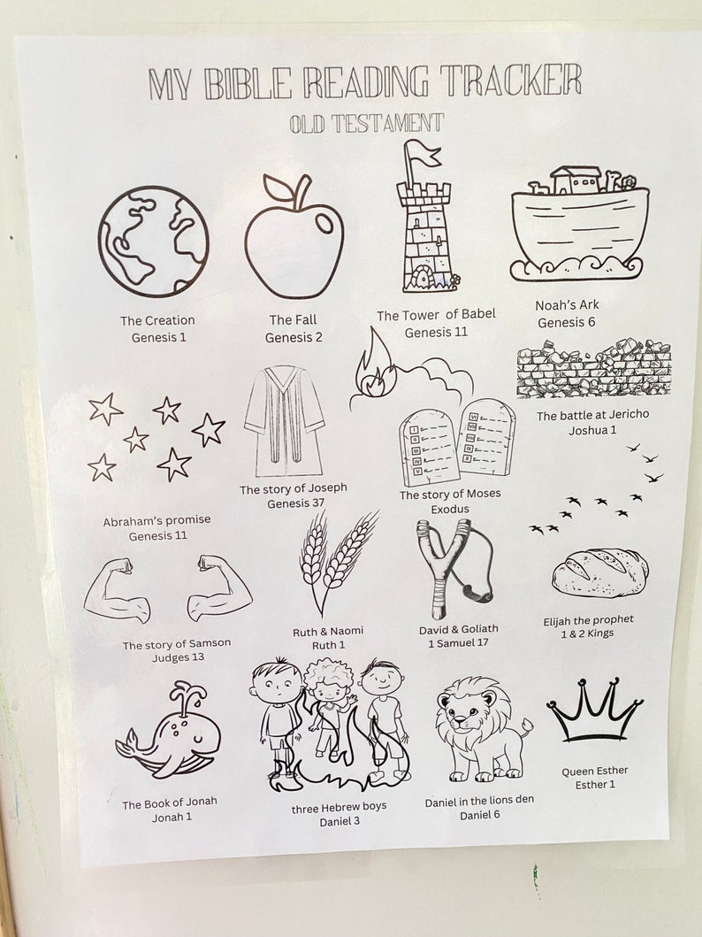 Kids Bible Reading Tracker Printable, Books of the Bible, Old & New ...