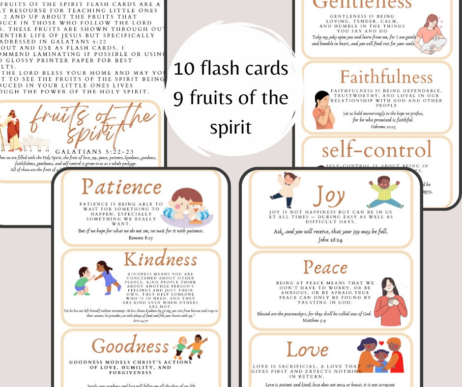 Fruit of the Spirit Flash Cards, Galatians 5 Activity, Bible Activity ...