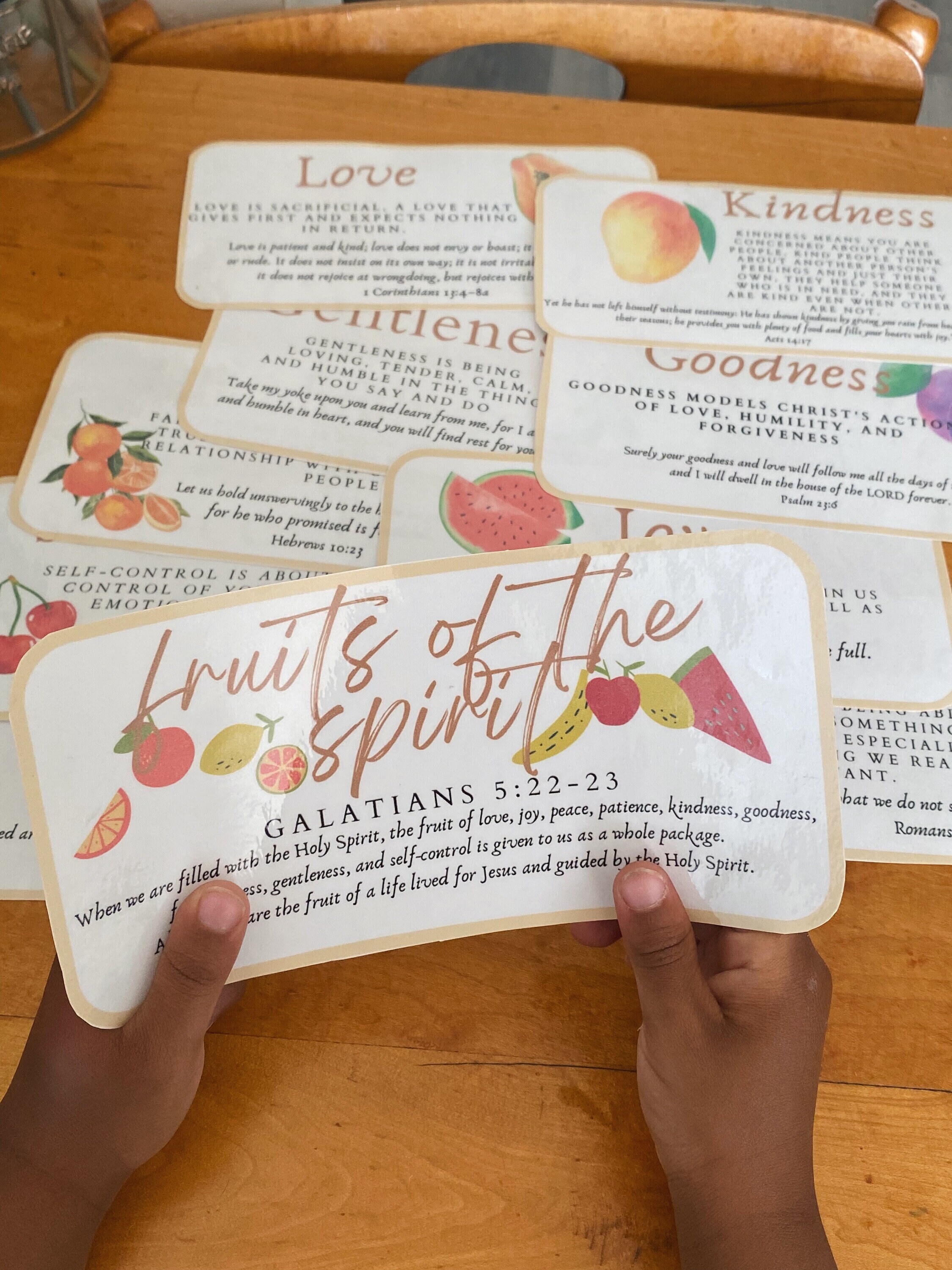 Fruit of the Spirit Flashcards, Galatians 5 Activity, Kids Bible Lesson ...