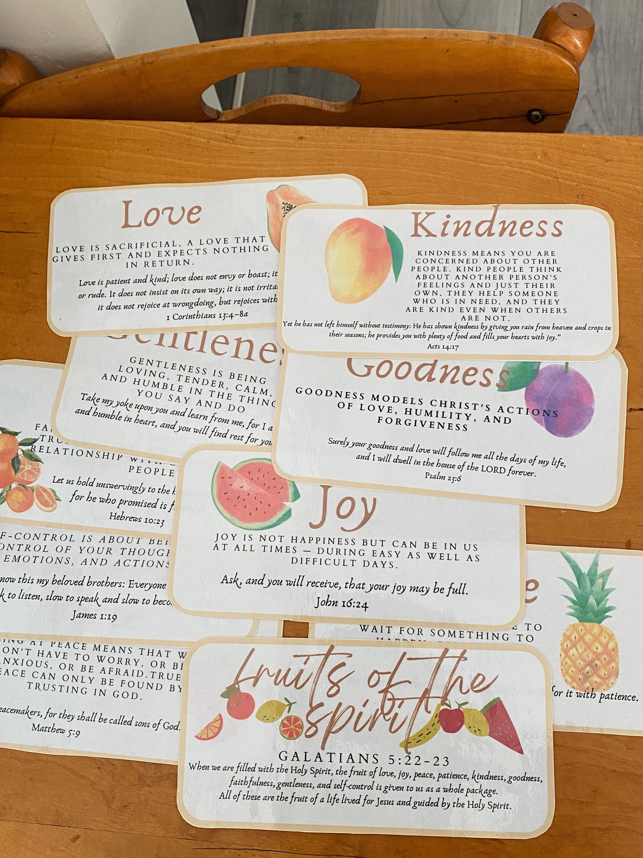 Fruit of the Spirit Flashcards, Galatians 5 Activity, Kids Bible Lesson ...