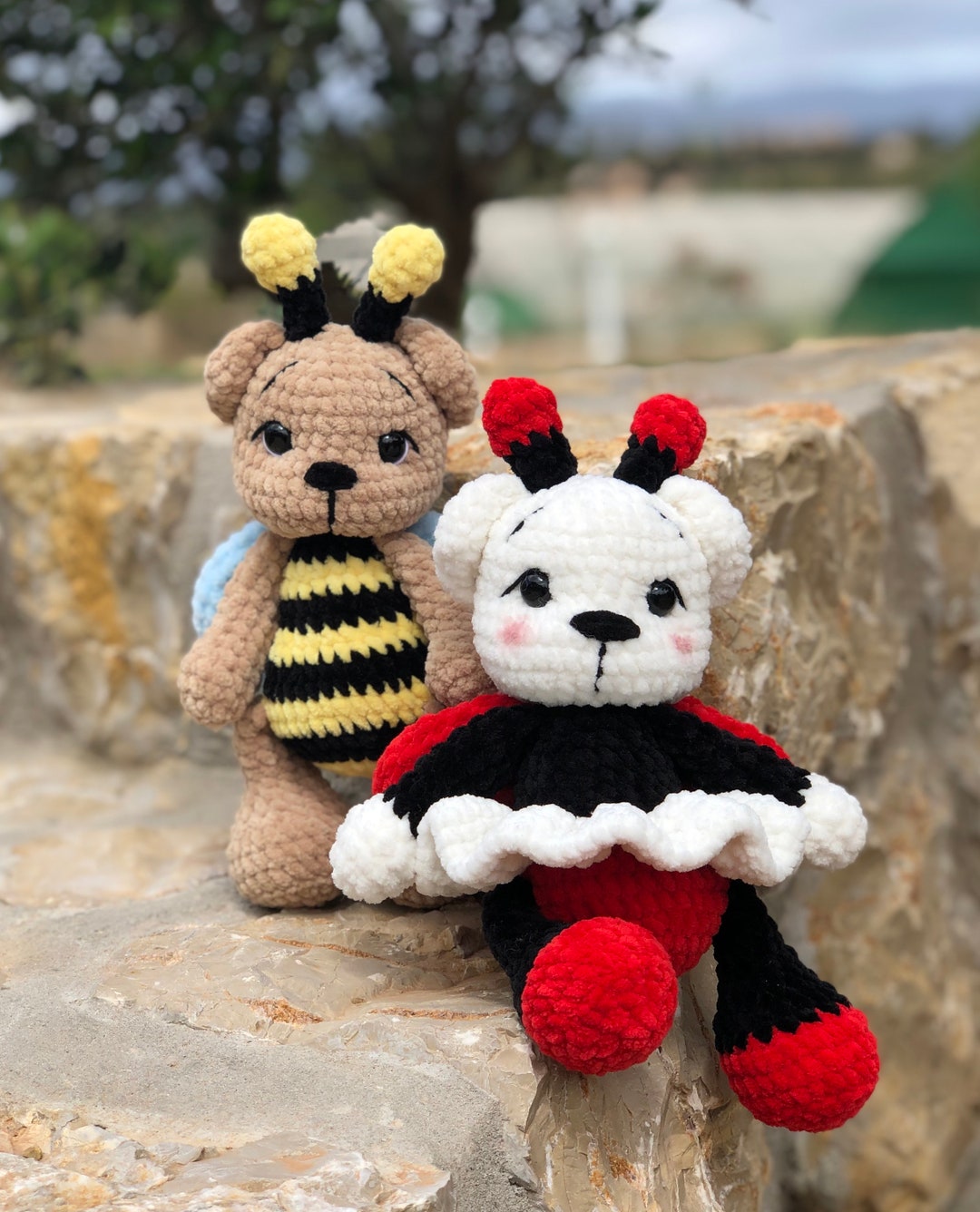 Crochet Teddy Bee & Ladybug Pattern: Amigurumi Plush Toy (PDF) - Etsy