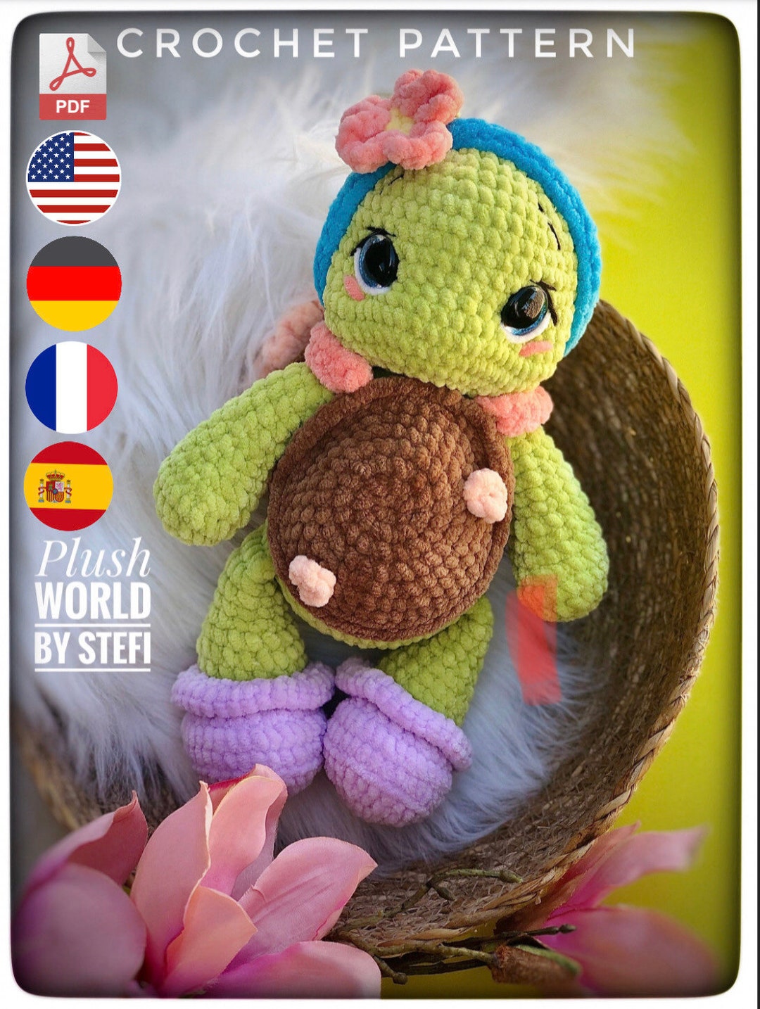 Zoe the Turtle Crochet Pattern PDF File in English, French, German and ...