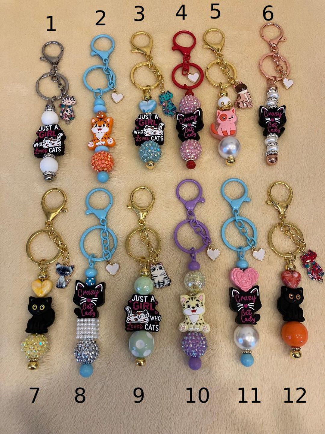 Beaded Cat Keychains - Etsy