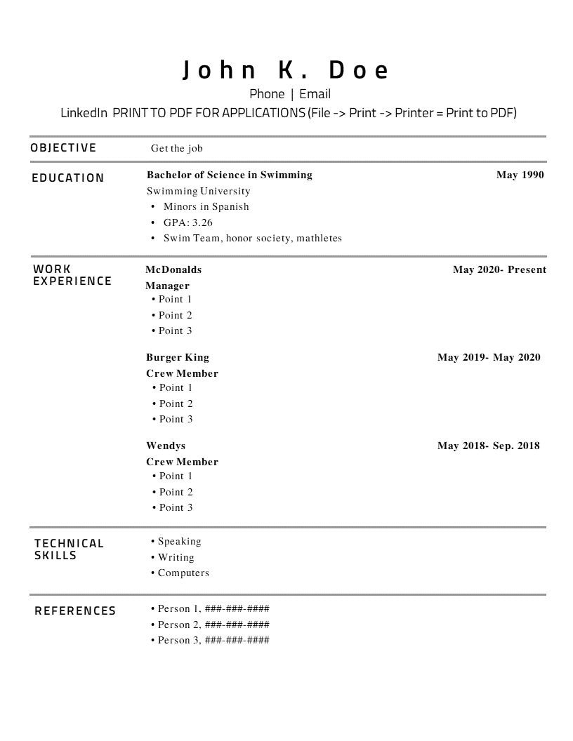 Simple and Professional Resume Template - Etsy