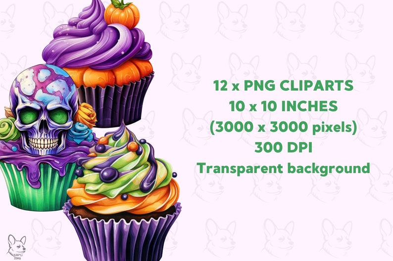 Colorful Halloween Cupcake Watercolor Clipart Sweets Treat - Etsy