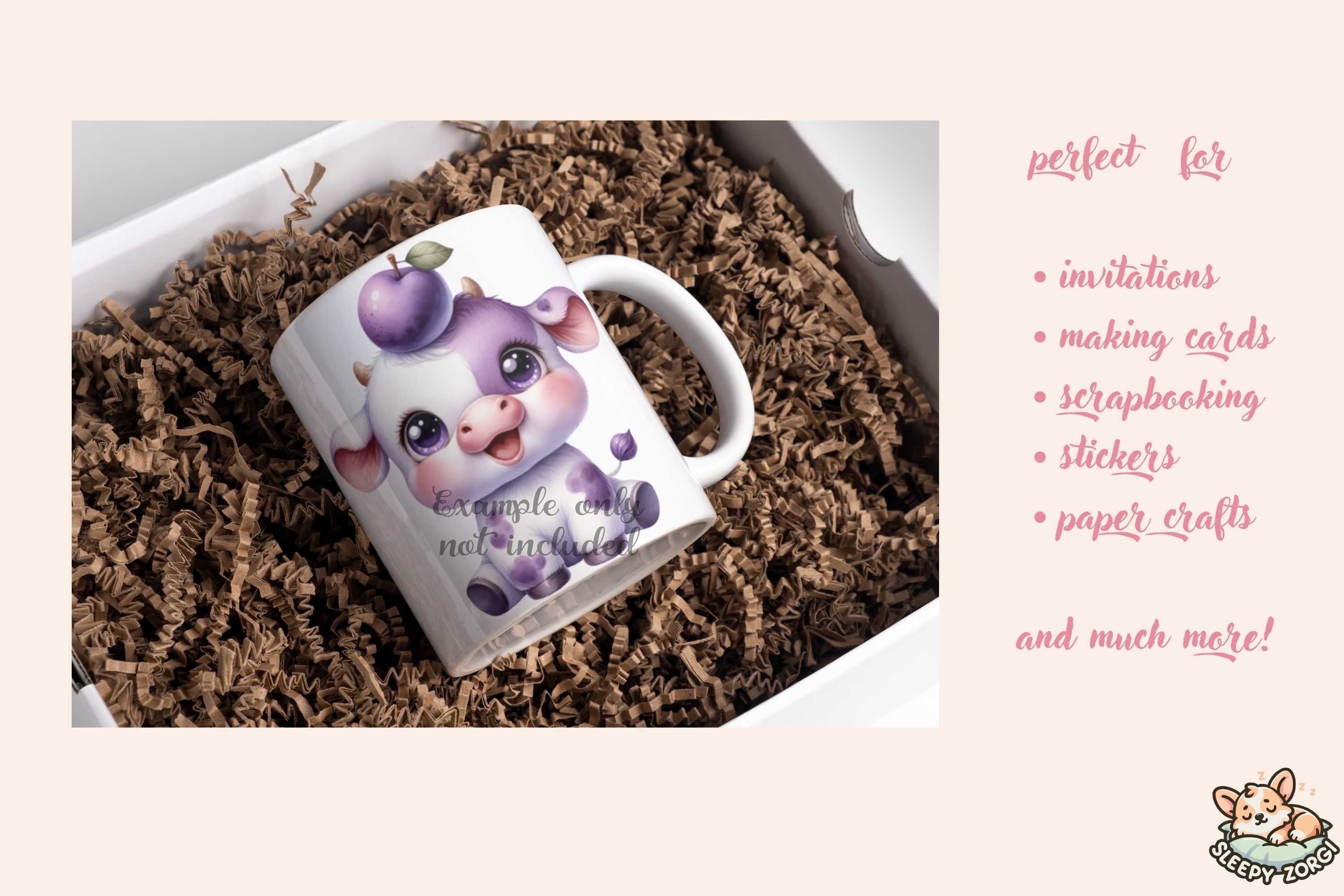 Cute Fruit Cows Watercolor Clipart, Kawaii Cows PNG, Strawberry ...