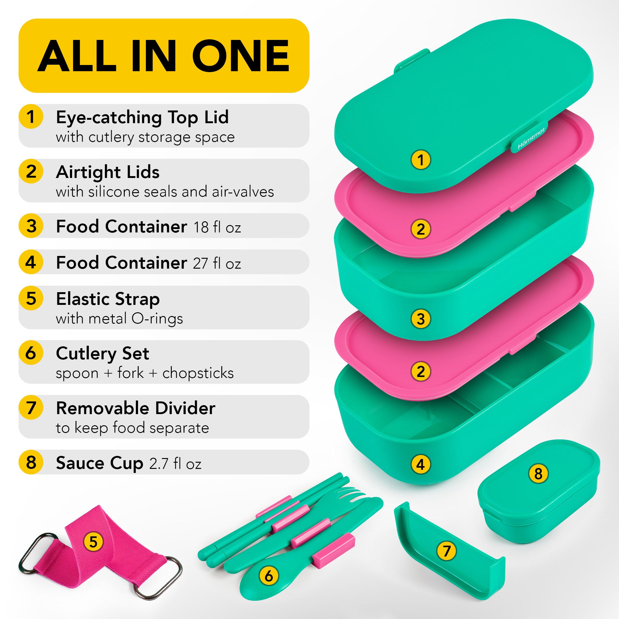 Bento Box for Adults, Stackable Bento Box, Eco Friendly Kids Lunch Box ...