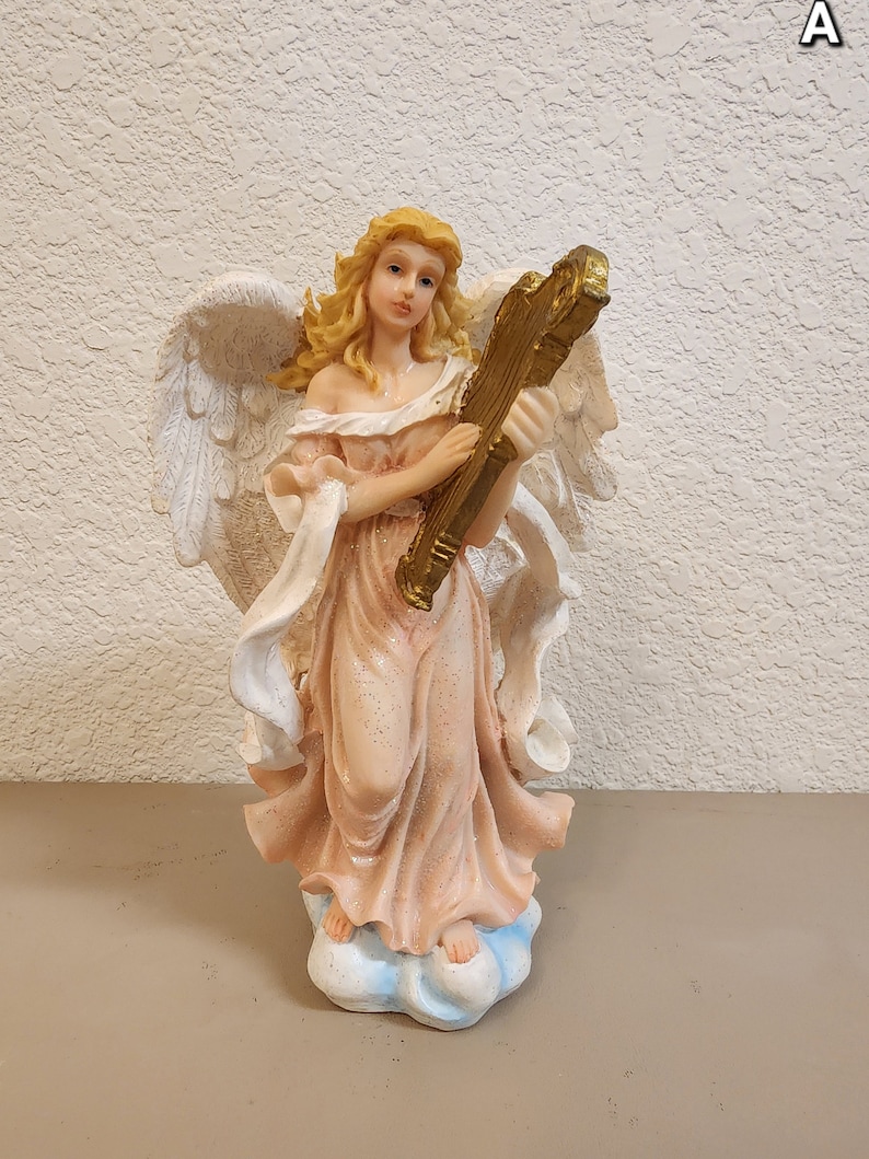 Resin Angel Playing Harp Figurine - Etsy