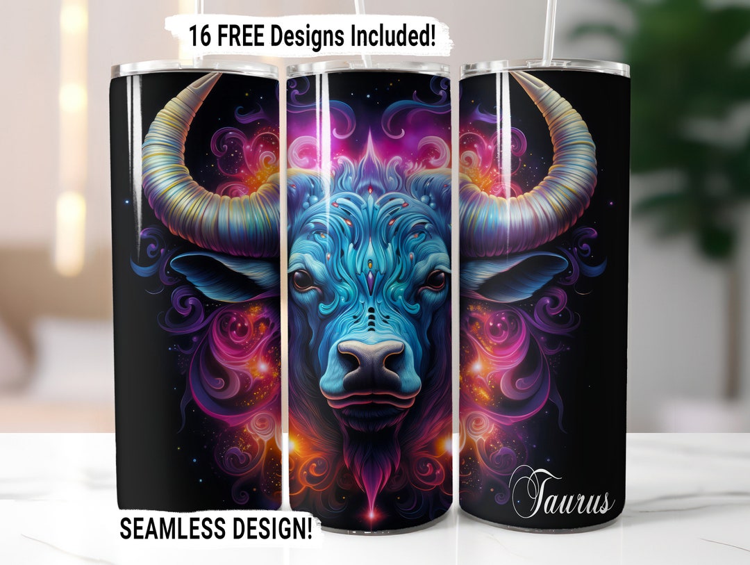 Taurus Zodiac Tumbler Wrap Seamless Sublimation PNG, 20 Oz Skinny ...