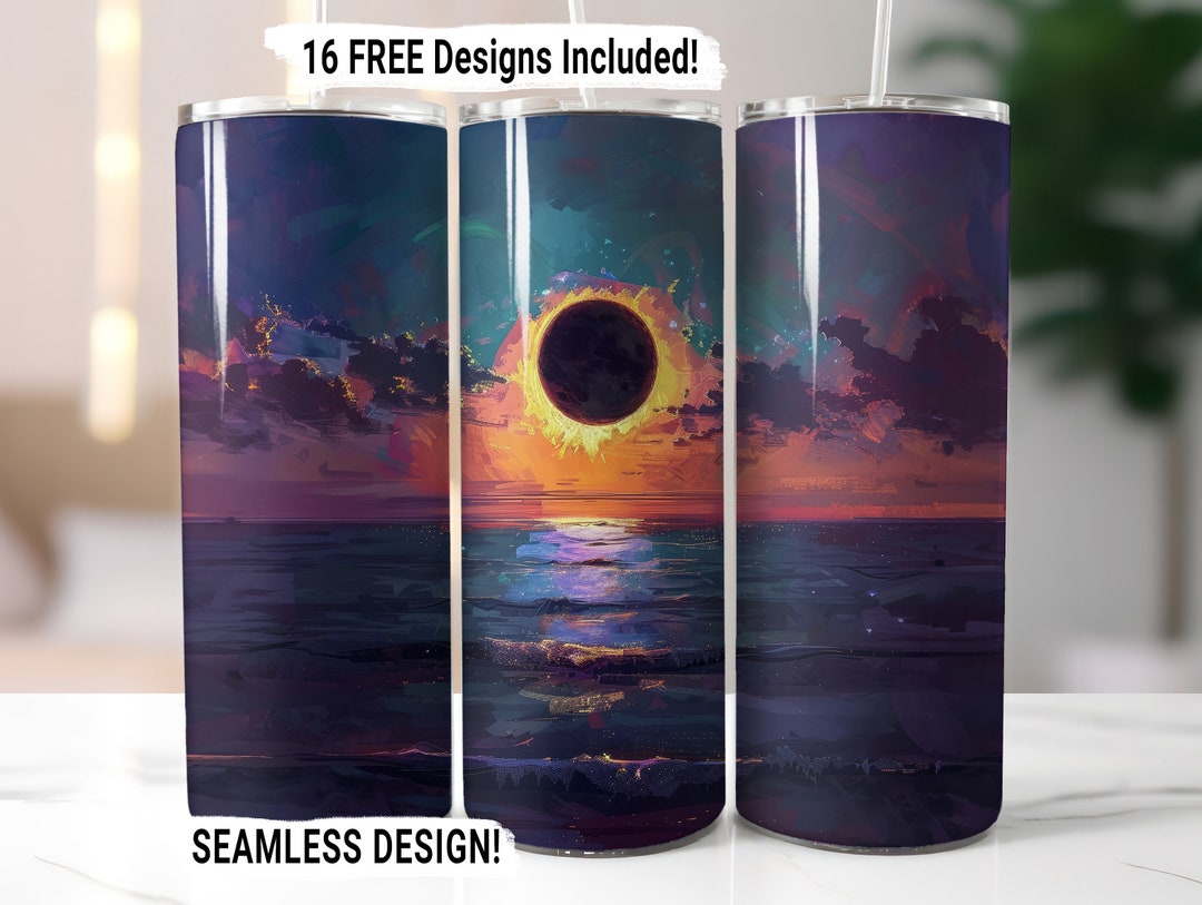 Solar Eclipse Tumbler Wrap Seamless Sublimation Design PNG, 20 Oz ...