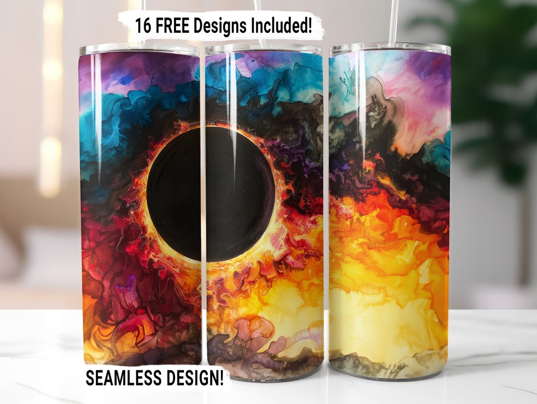 Solar Eclipse Tumbler Wrap Seamless Sublimation Design PNG, 20 Oz ...
