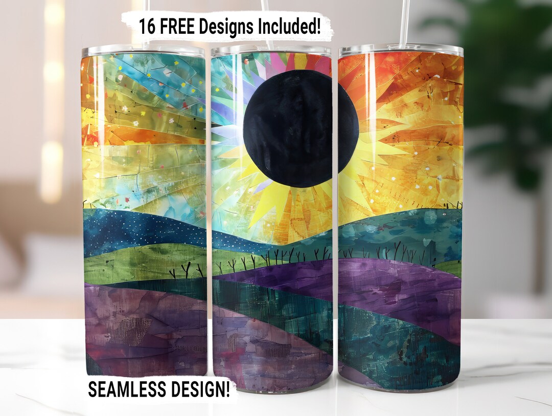 Solar Eclipse Tumbler Wrap Seamless Sublimation Design PNG, 20 Oz ...