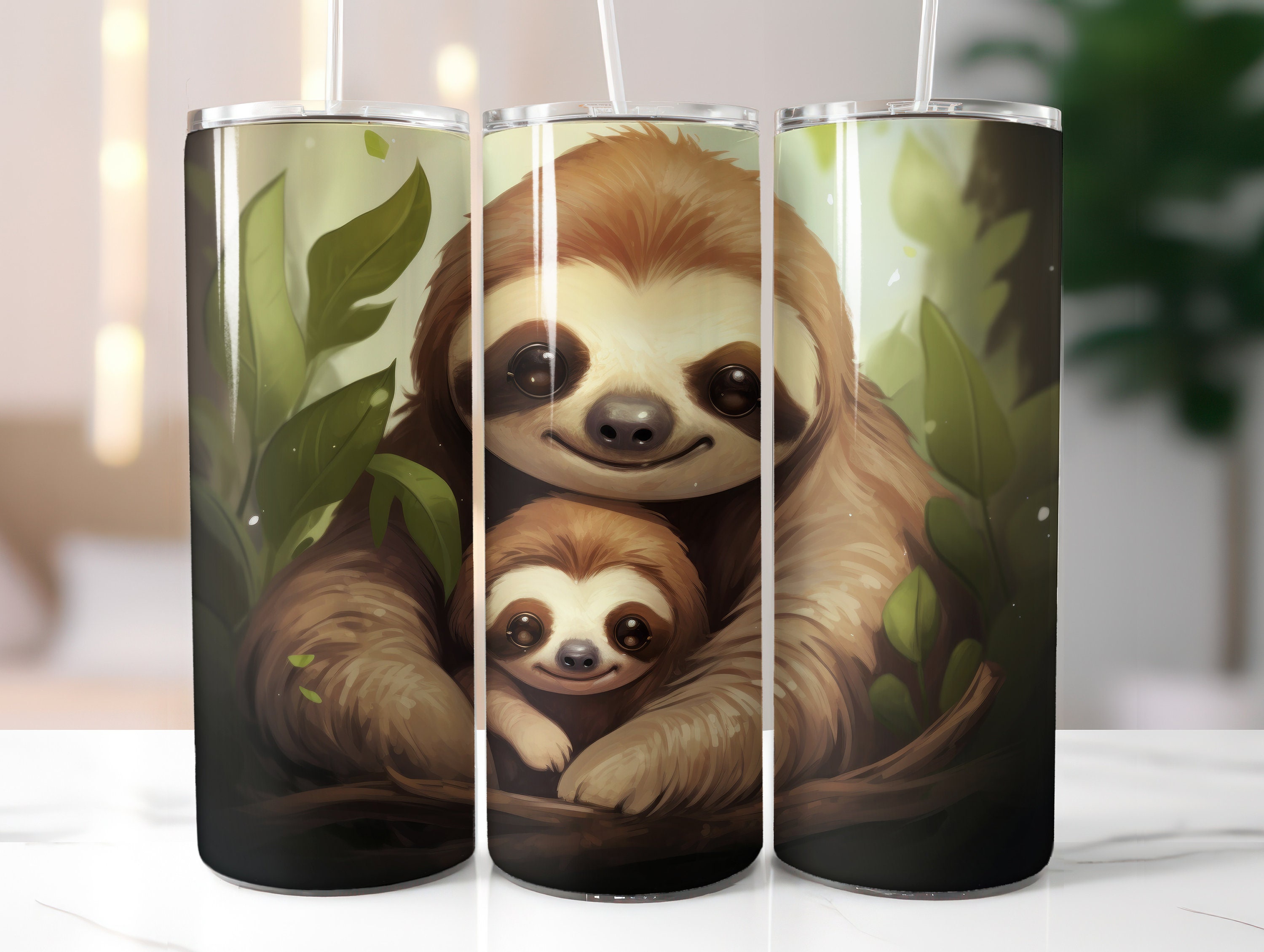 100 Sloths Bundle Tumbler Wrap Seamless Sublimation PNG, 20 Oz Skinny ...