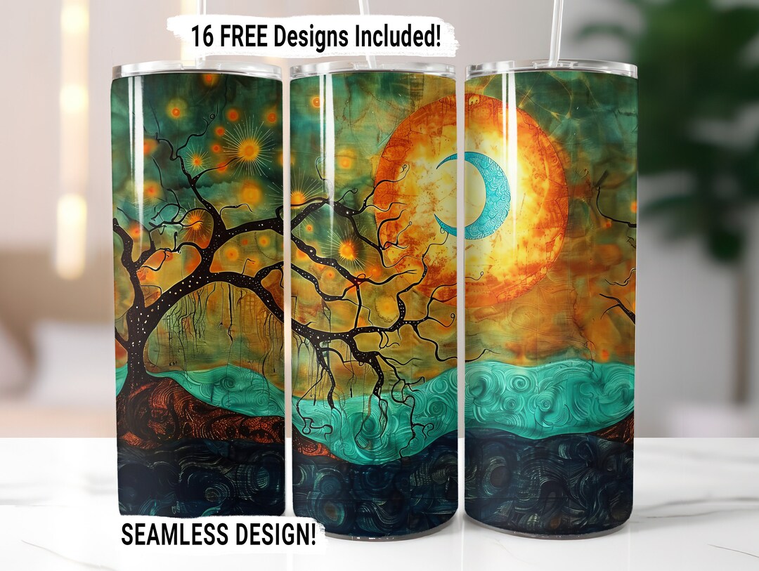 Solar Eclipse Tumbler Wrap Seamless Sublimation Design PNG, 20 Oz ...
