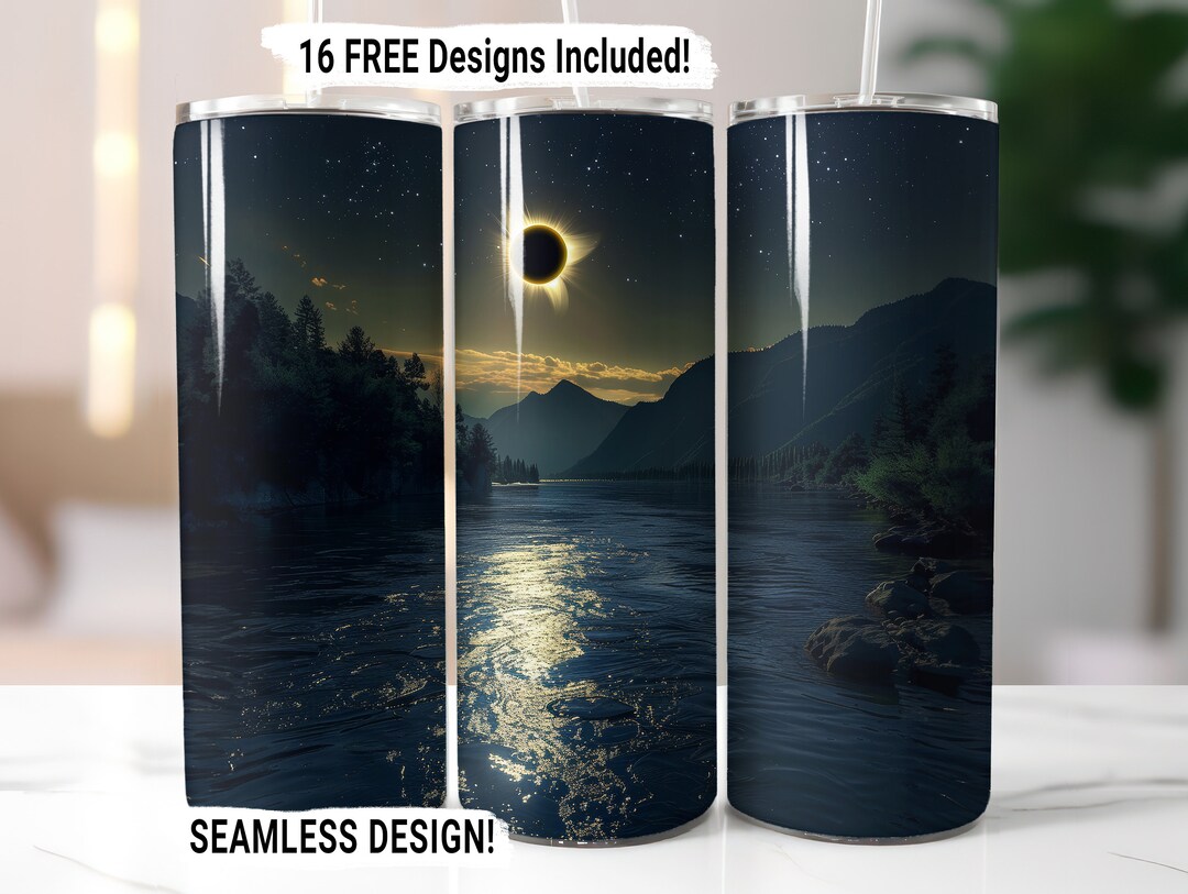 Solar Eclipse Tumbler Wrap Seamless Sublimation Design PNG, 20 Oz ...