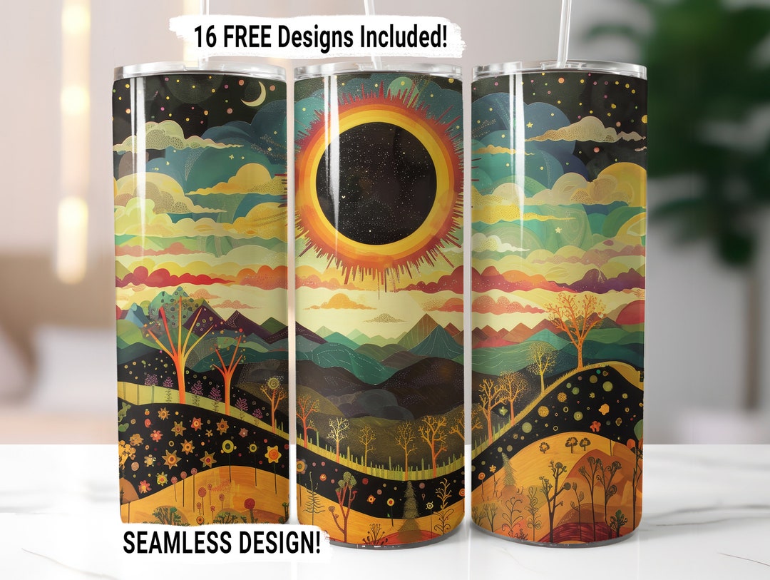 Solar Eclipse Tumbler Wrap Seamless Sublimation Design PNG, 20 Oz ...