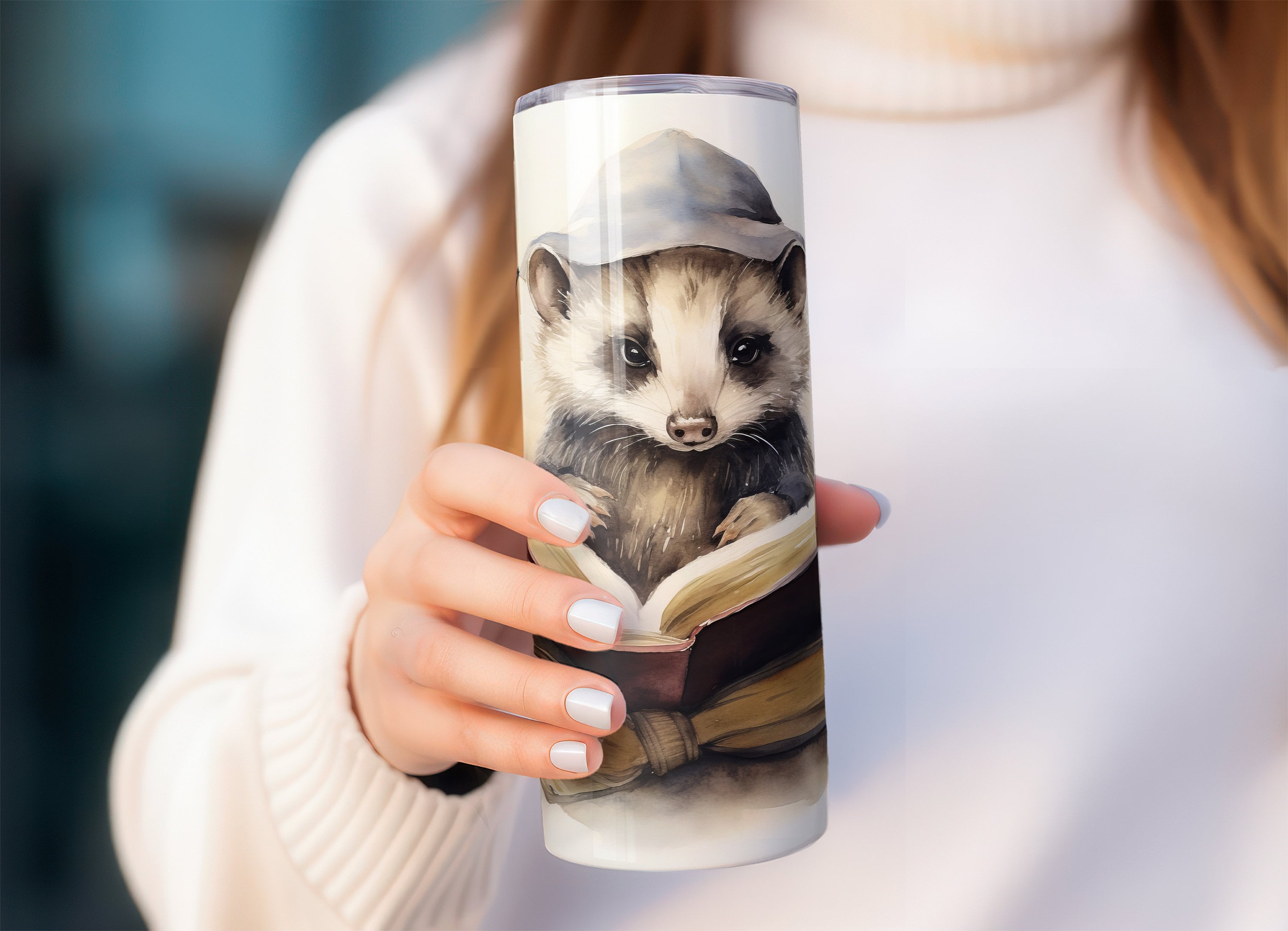 Badger Reading Book Tumbler Wrap Seamless Sublimation PNG, 20 Oz Skinny ...