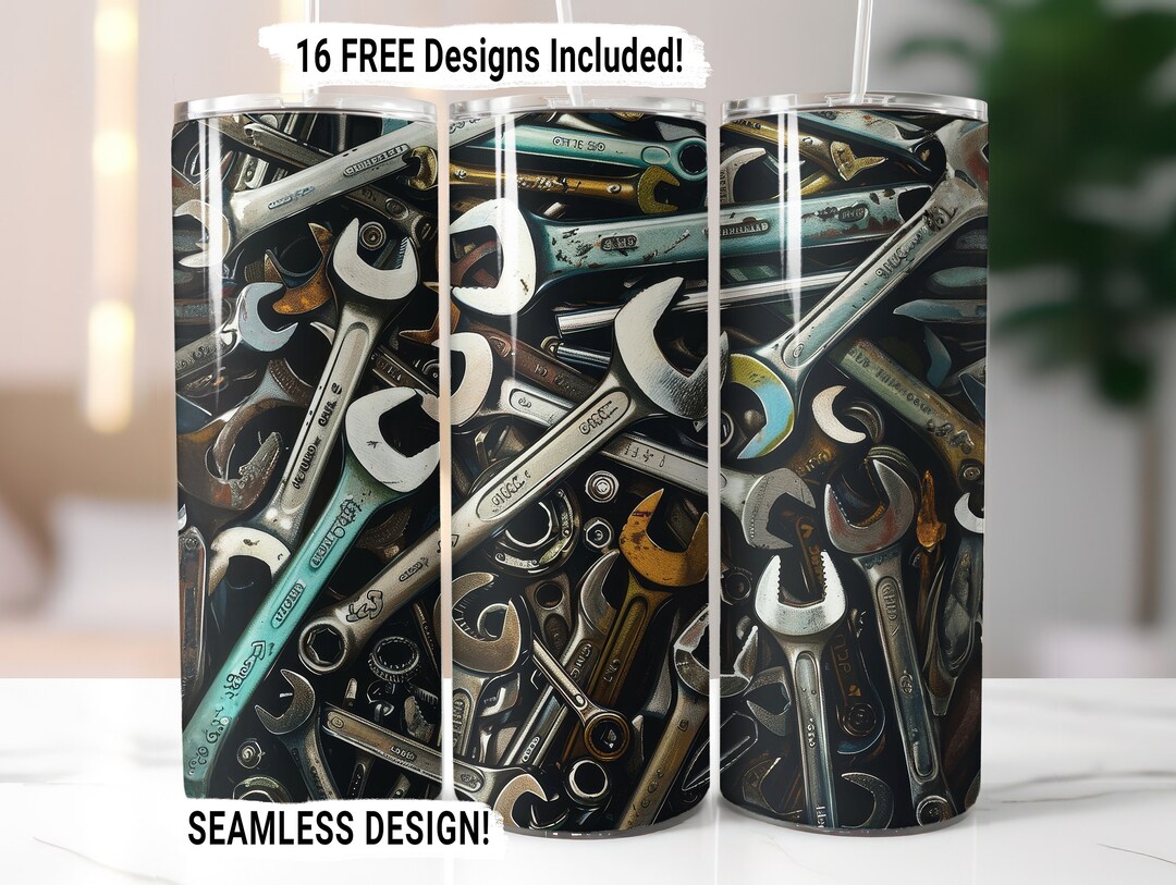 Mechanic Wrench Tumbler Wrap Seamless Sublimation Father's Day Design ...