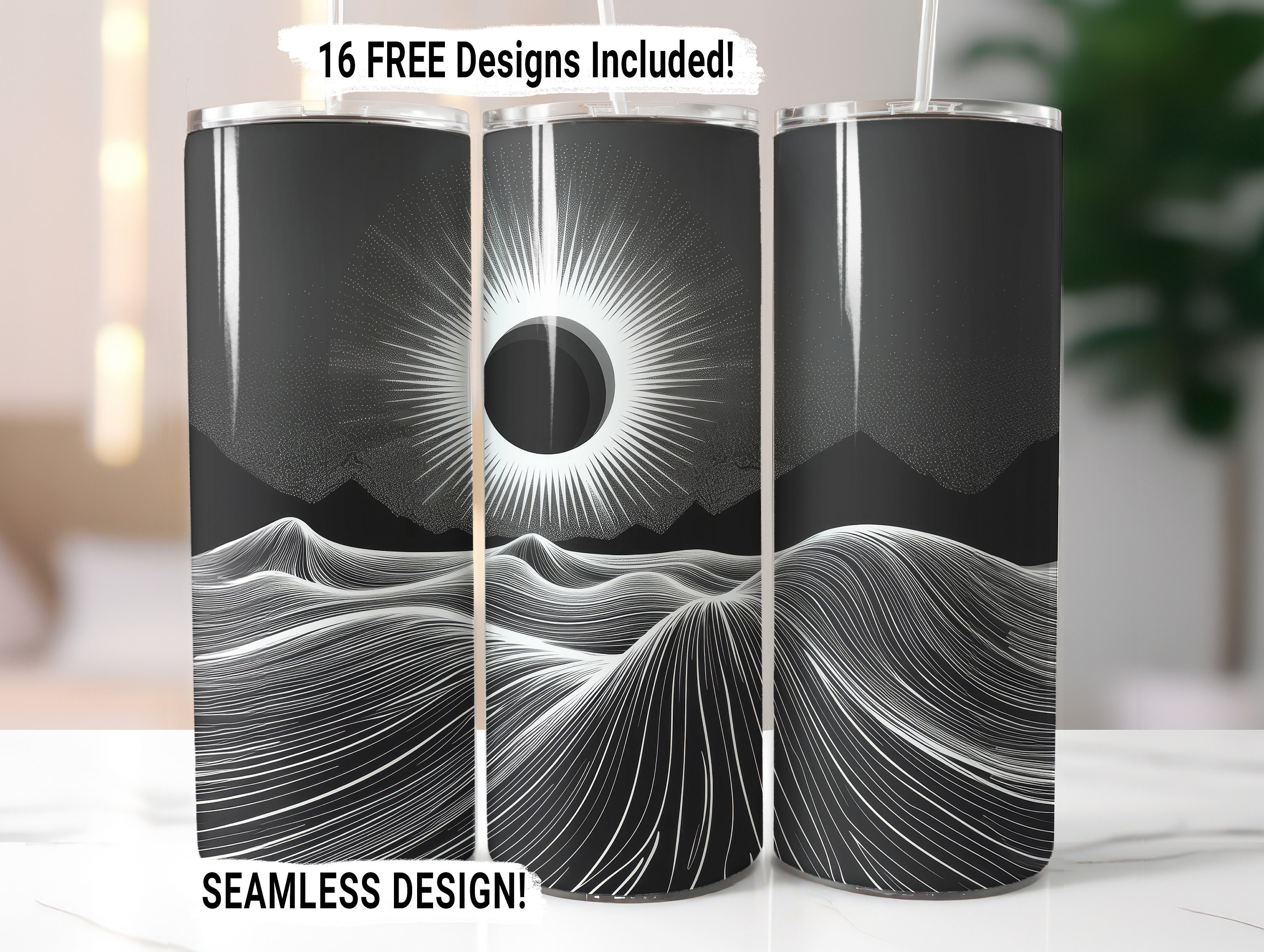 Solar Eclipse Tumbler Wrap Seamless Sublimation Design PNG, 20 Oz ...
