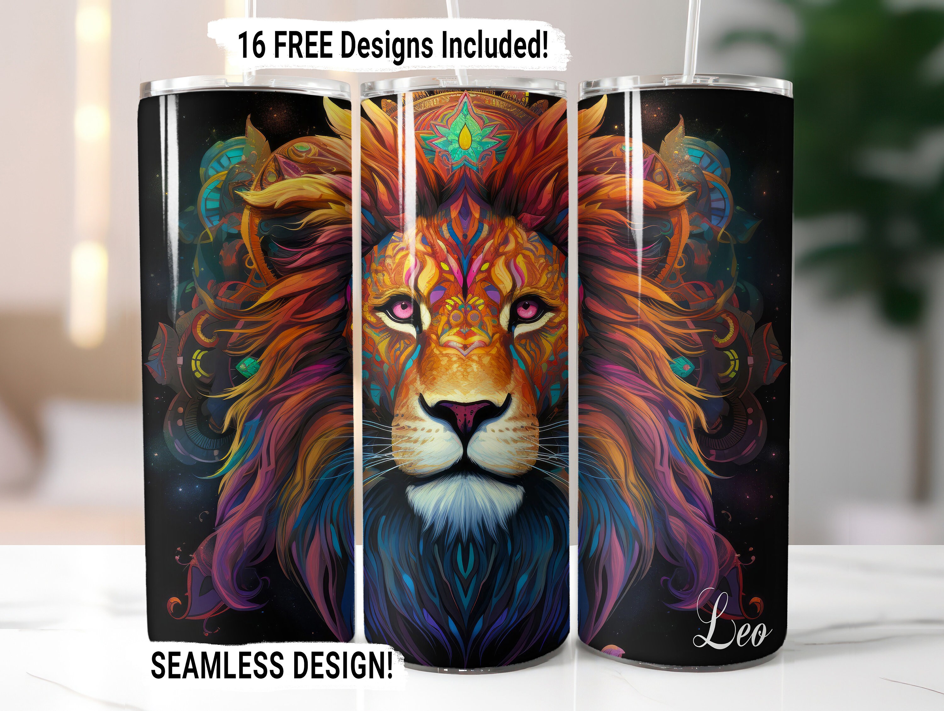 Leo Zodiac Tumbler Wrap Seamless Sublimation PNG, 20 Oz Skinny Tumbler ...