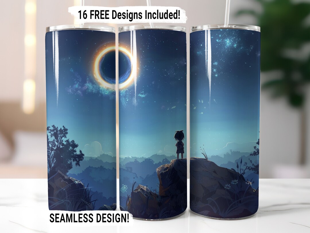 Solar Eclipse Tumbler Wrap Seamless Sublimation Design PNG, 20 Oz ...